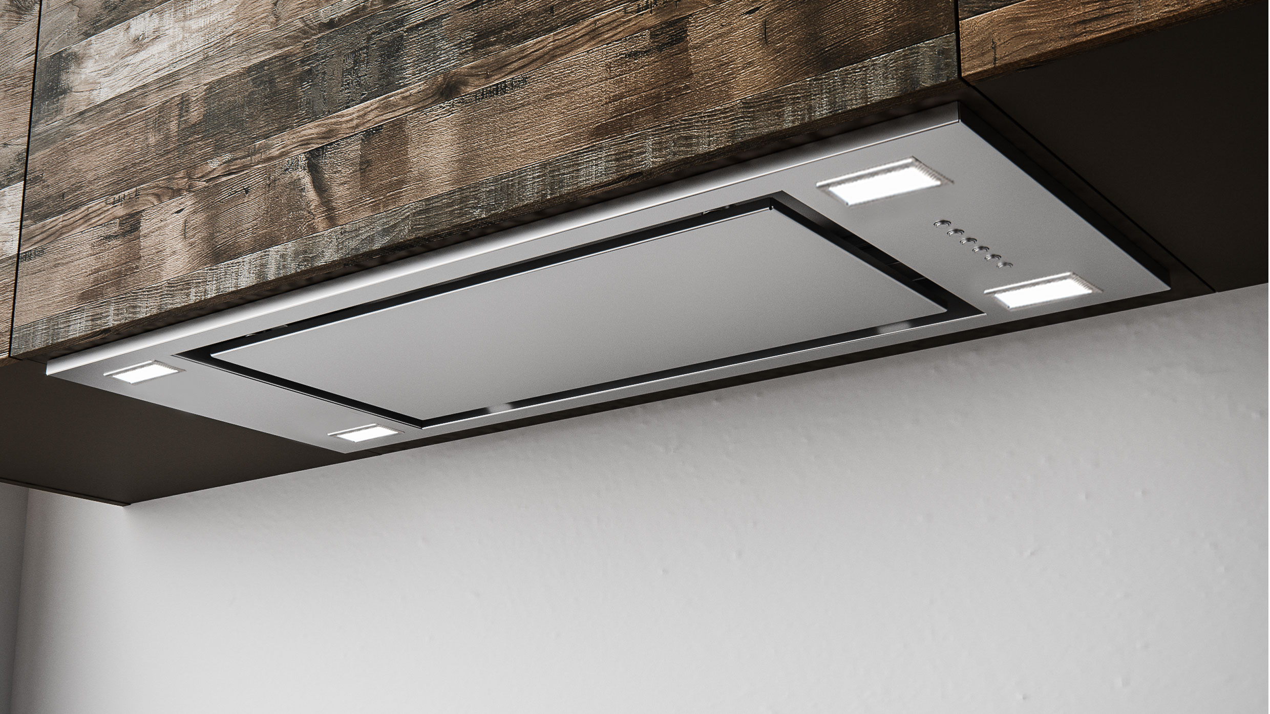 Stainless steel built-in hood with perimetrical suction